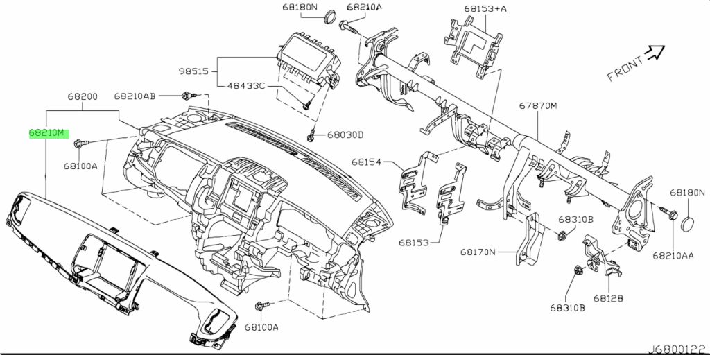 Buy Genuine Nissan 68210JN20A (68210-JN20A) Pad & Panel Assembly-Sub ...