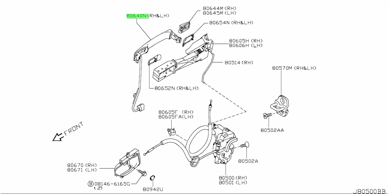 Buy Genuine Nissan 80640JG02A (80640-JG02A) Grip, Outside Handle for ...