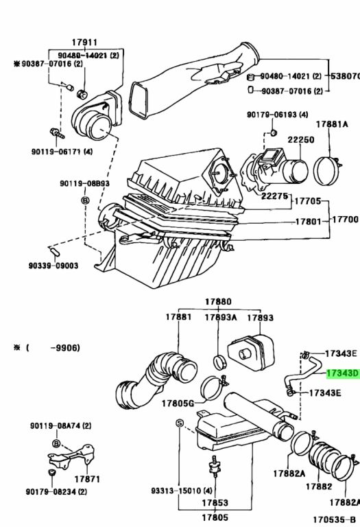 Buy Genuine Toyota 1734375010 (17343-75010) Hose, Air, No.3. Prices ...