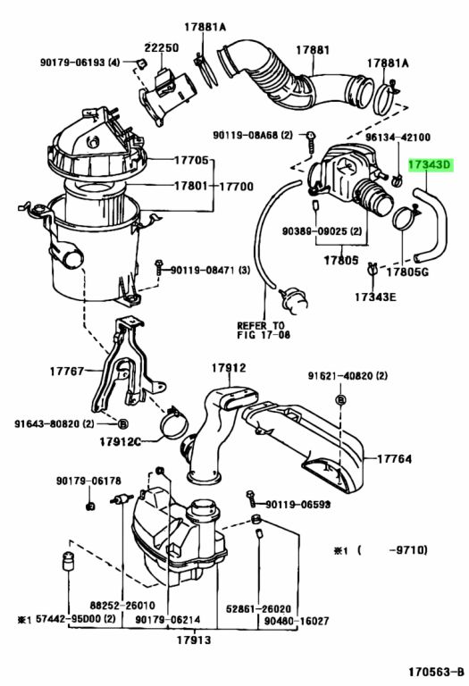 Buy Genuine Toyota 1734375010 (17343-75010) Hose, Air, No.3. Prices ...