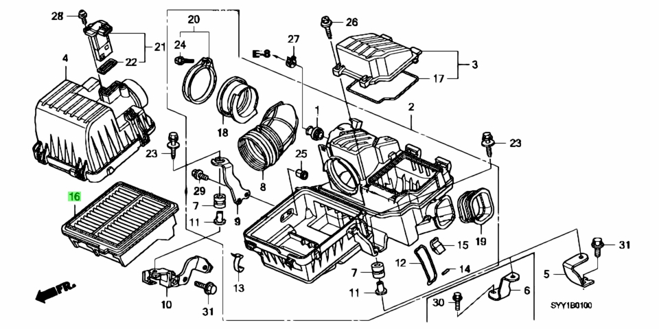 Buy Genuine Honda 17220RB0000 (17220-RB0-000) Element Assy., Air ...