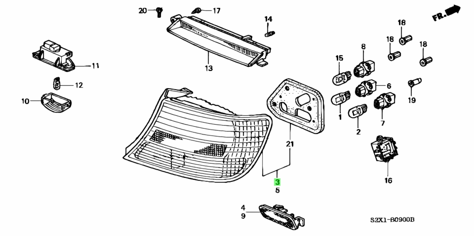 Купить Honda 33501S2X003 (33501-S2X-003) Фонарь Задний для Honda ...