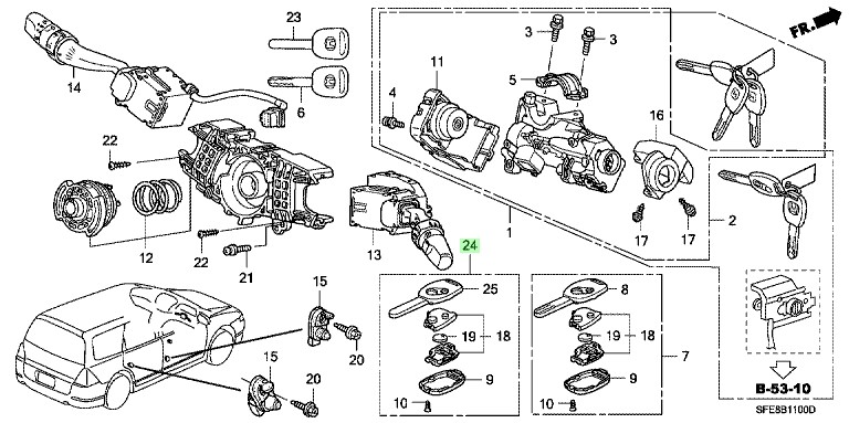 Buy Genuine Honda 35111SFE405 (35111-SFE-405) Key Comp., Immobilizer ...