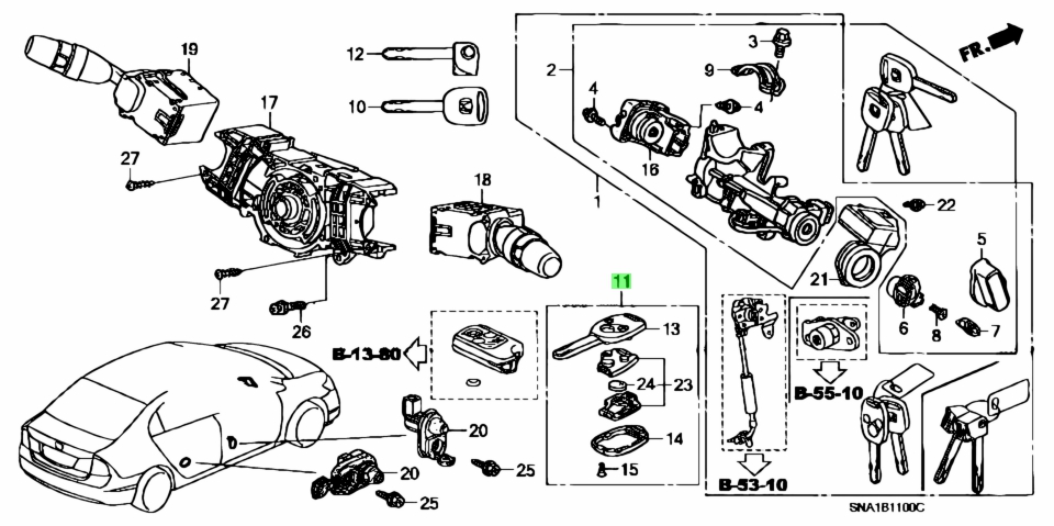 Buy Genuine Honda 35111SNWJ01 (35111-SNW-J01) Key Comp., Immobilizer ...