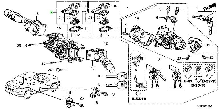 Buy Genuine Honda 35111TC0F01 (35111-TC0-F01) Key Comp., Immobilizer ...