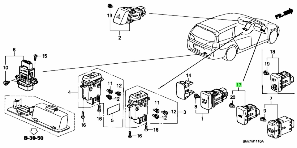 Buy Genuine Honda 35370SEDJ01 (35370-SED-J01) Switch Assy., Power ...