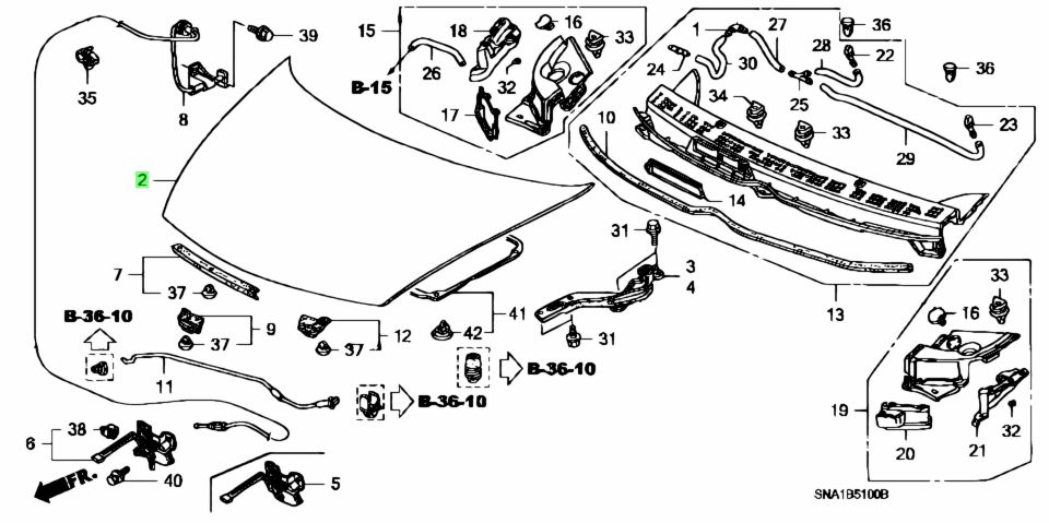Buy Genuine Honda 60100SNB000ZZ (60100-SNB-000ZZ) Hood Comp., Engine ...