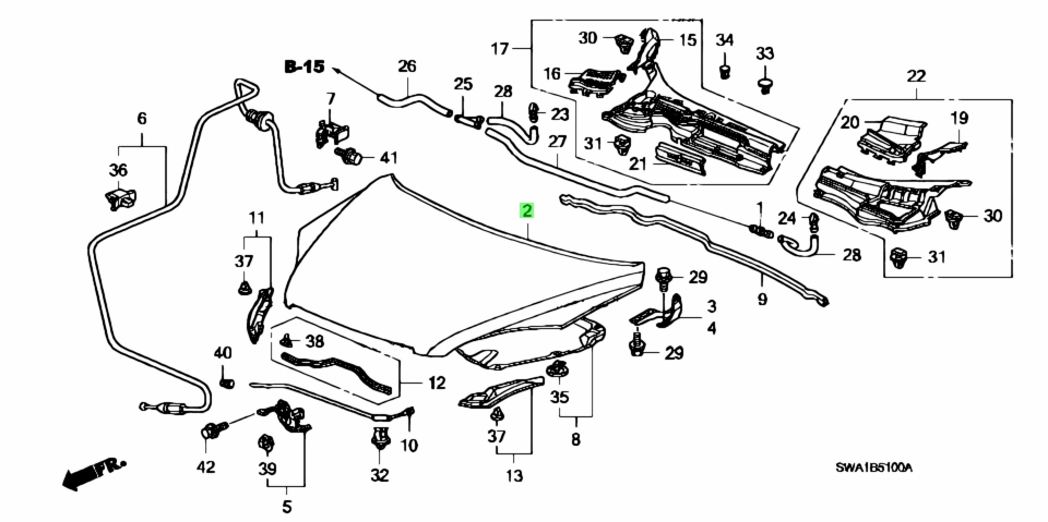 Buy Genuine Honda 60100SWAA00ZZ (60100-SWA-A00ZZ) Hood Comp., Engine ...