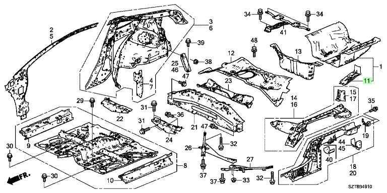 Buy Genuine Honda 65513SZTG00ZZ (65513-SZT-G00ZZ) Stiffener, Rr. Jack ...