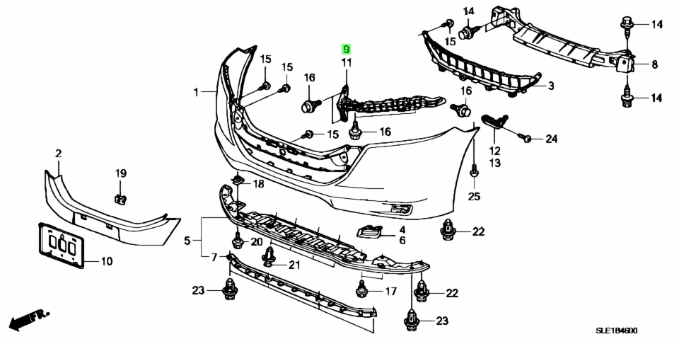 Buy Genuine Honda 71140SLE000 (71140-SLE-000) Beam, R. Fr. Bumper Upper ...