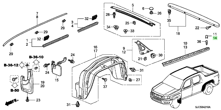 Buy Genuine Honda 74461SJCA00ZB (74461-SJC-A00ZB) Cap, L. Bed Garnish ...