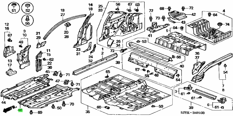 Buy Genuine Honda 74613S3Y000 (74613-S3Y-000) Cover, L. Fr. Floor Under ...