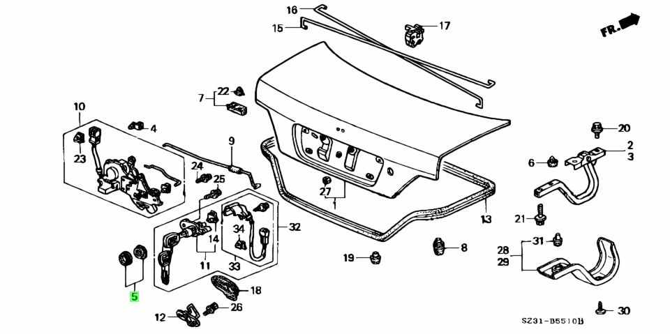 Buy Genuine Honda 74815SP0305 (74815-SP0-305) Garnish, Trunk Cylinder ...