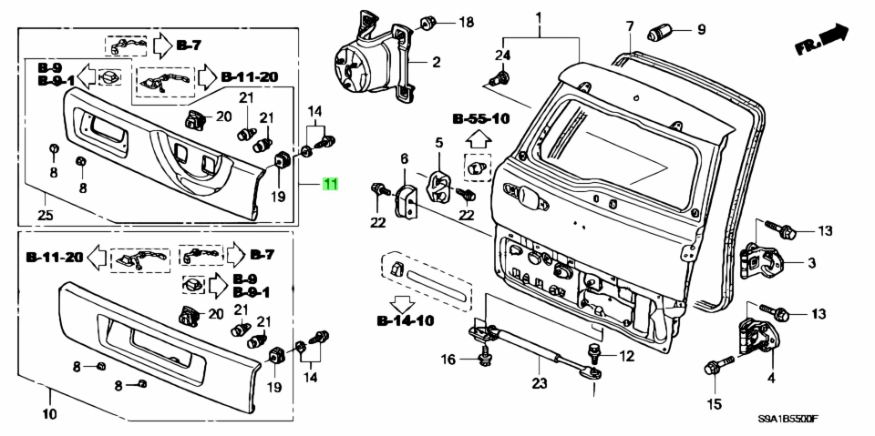 Buy Genuine Honda 74890S9A003 (74890-S9A-003) Garnish, Tailgate Lower ...