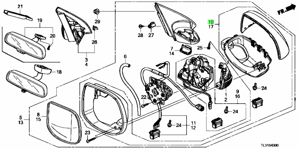 Buy Genuine Honda 76205TL0E21ZK (76205-TL0-E21ZK) Housing Set, R ...