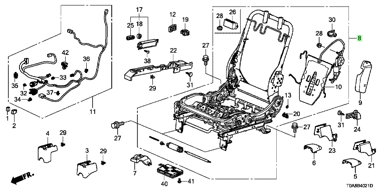 Buy Genuine Honda 81126T0C982 (81126-T0C-982) Frame Comp., R. Fr. Seat ...