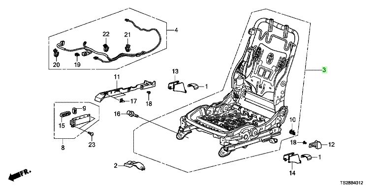 Buy Genuine Honda 81126TS4Z71 (81126-TS4-Z71) Frame Comp., R. Fr. Seat ...