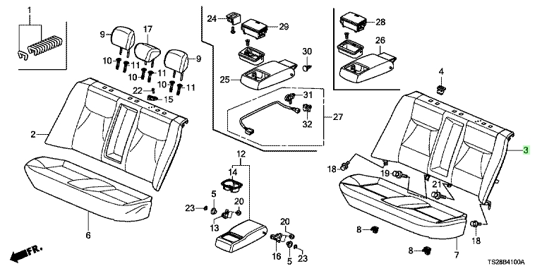 Buy Genuine Honda 82127TS4N01 (82127-TS4-N01) Pad Comp., Rr. Seatback ...