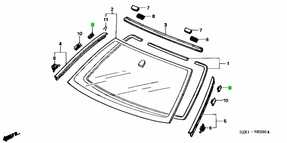 Buy Genuine Honda 91573S2X003 (91573-S2X-003) Clip A, Fr. Windshield ...
