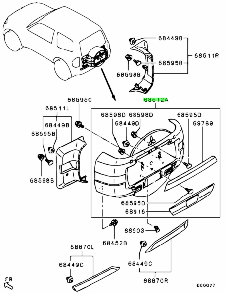 Купить Mitsubishi 6430A080RA Garnish Assy,back Door License Plate для ...