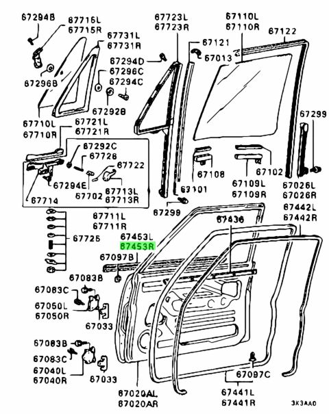 Buy Genuine Mitsubishi MB364414 Weatherstrip,fr Door Window,otr Rh ...