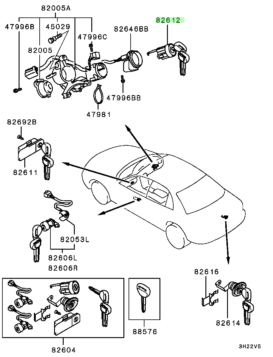 Buy Genuine Mitsubishi MR137669 Cylinder,steering Lock. Photos - Amayama