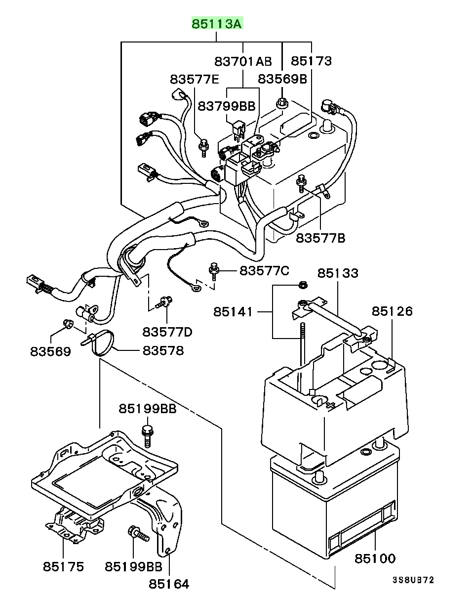Buy Genuine Mitsubishi MR515883 Cable Assy,battery Wiring. Photos - Amayama