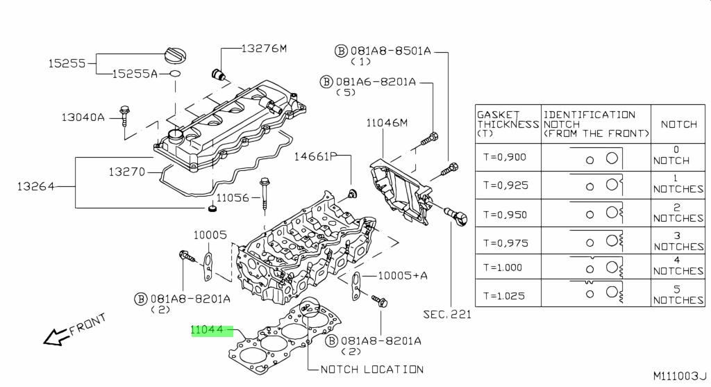 Buy Genuine Nissan 11044VK502 (11044-VK502) Gasket-Cylinder Head ...