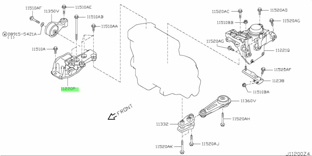 Buy Genuine Nissan 11210ET80A (11210-ET80A) Insulator, Engine Mounting ...