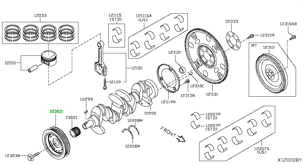 Buy Genuine Nissan 123035RB0A (12303-5RB0A) Pulley-Crankshaft for ...