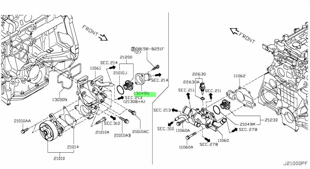 Buy Genuine Nissan 13049EN200 (13049-EN200) Inlet, Water. Prices, fast ...