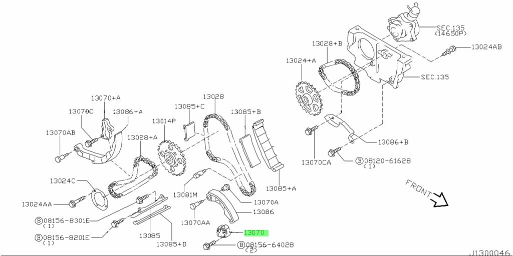 Buy Genuine Nissan 13070AD200 (13070-AD200) Tensioner Assembly, Chain ...