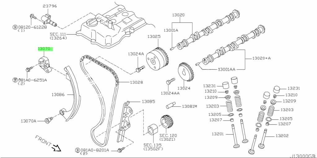 Buy Genuine Nissan 13070AX000 (13070-AX000) Tensioner Assembly, Chain ...