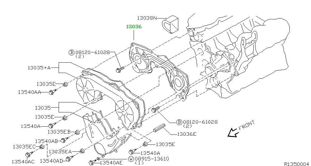 Buy Genuine Nissan 135024S100 (13502-4S100) Cover-Front. Photos - Amayama