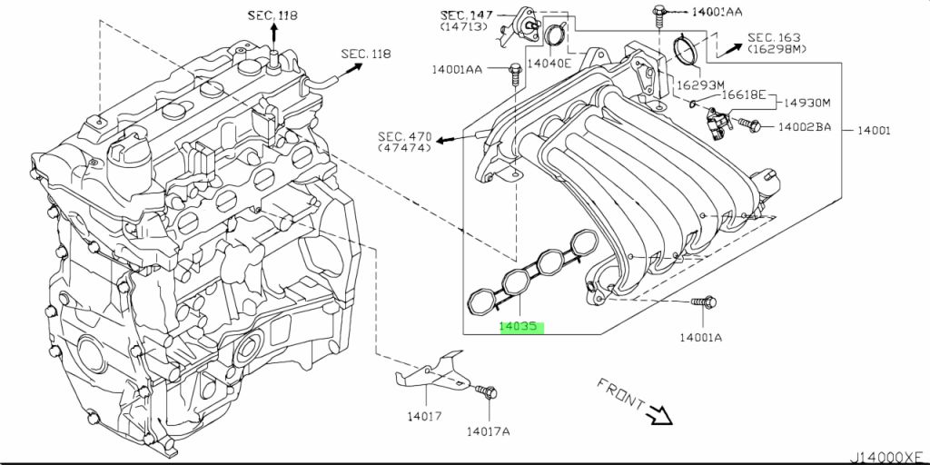 Buy Genuine Nissan 14035ED000 (14035-ED000) Gasket, Manifold. Prices ...