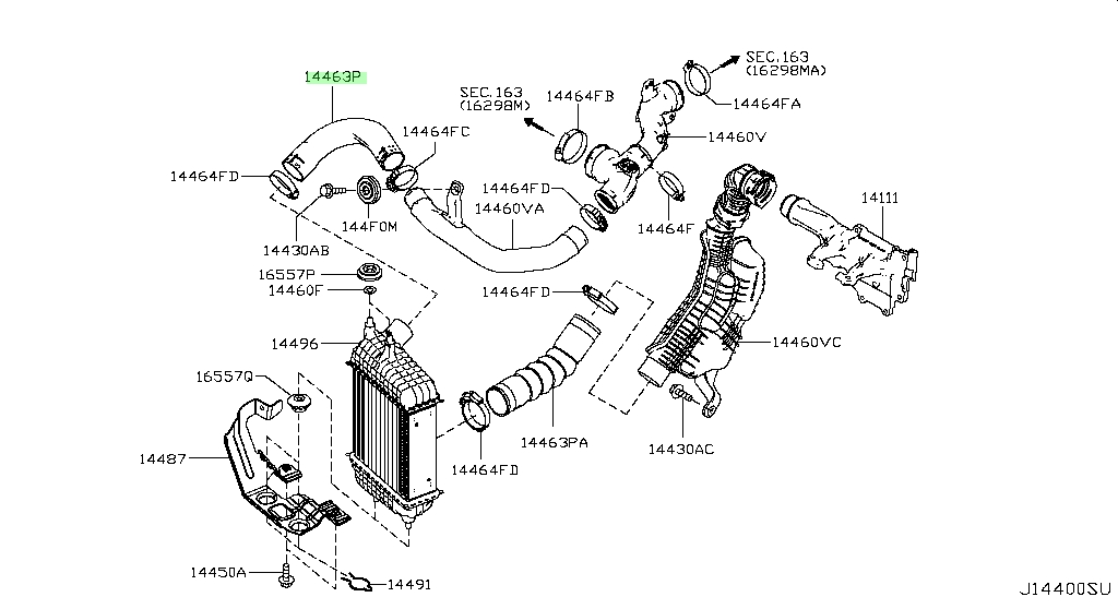 Buy Genuine Nissan 144633HD1E (14463-3HD1E) Hose-Air,inlet. Prices ...