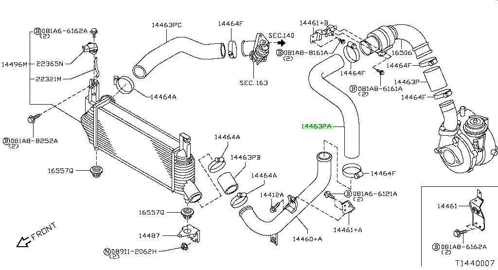 Buy Genuine Nissan 14463EB71A (14463-EB71A) Hose-Air,inlet. Photos ...