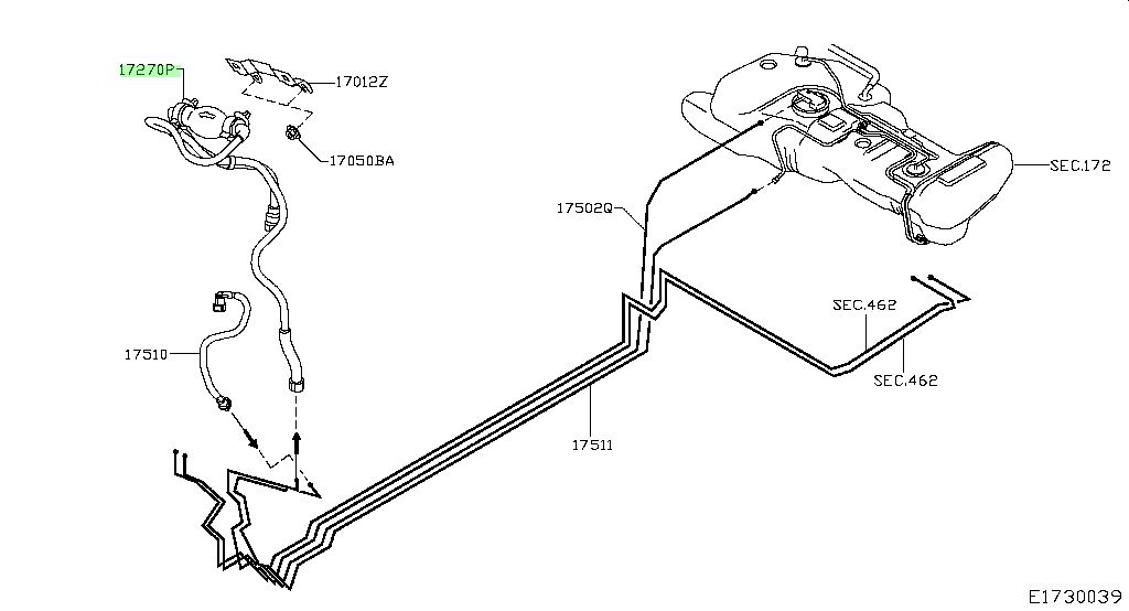 Buy Genuine Nissan 172709U22A (17270-9U22A) Tube Assembly-Fuel Tank ...
