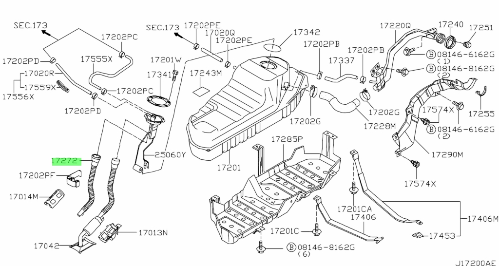 Buy Genuine Nissan 172724W000 (17272-4W000) Tube Assy-Fuel Tank Return ...