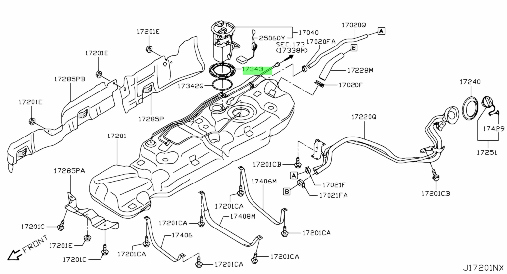 Buy Genuine Nissan 173431HJ0A (17343-1HJ0A) Plate-Lock,fuel Gauge ...