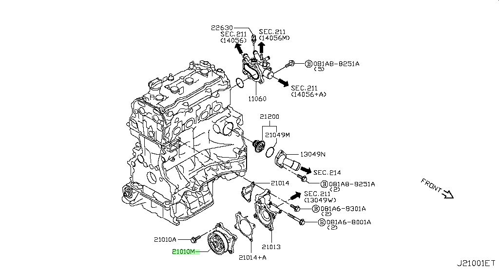 Buy Genuine Nissan 210103TA1B (21010-3TA1B) Pump Assembly-Water. Prices ...