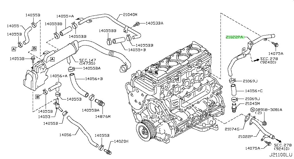 Buy Genuine Nissan 21022MD20B (21022-MD20B) Pipe Assembly-Heater for ...
