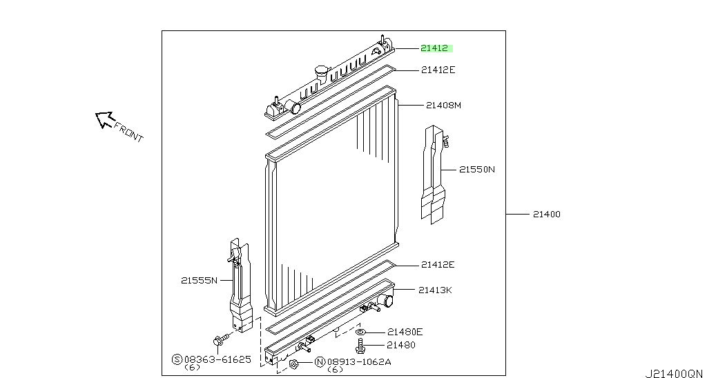 Buy Genuine Nissan 21412VC210 (21412-VC210) Tank-Radiator,upper for ...