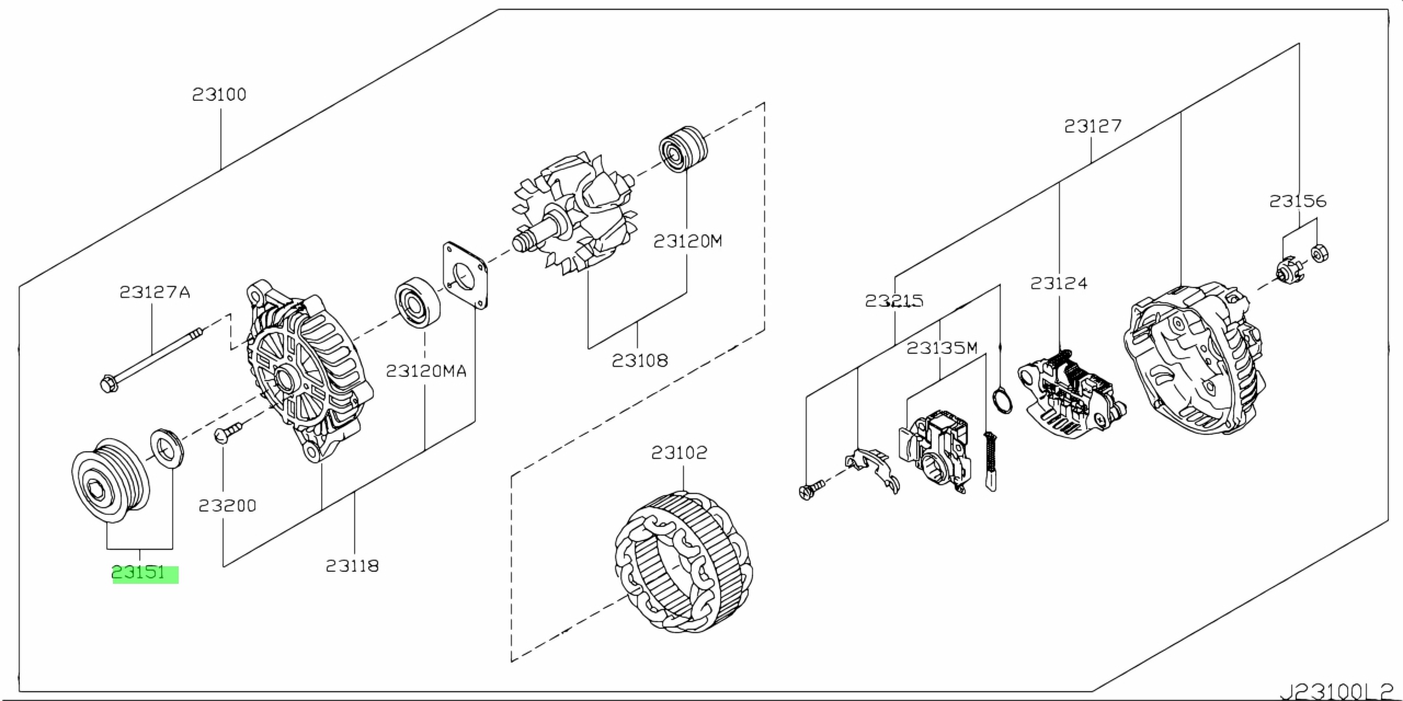 Buy Genuine Nissan 23151MA00A (23151-MA00A) Pulley, Alternator. Prices ...