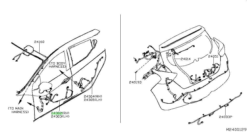 Buy Genuine Nissan 24124HM13B (24124-HM13B) Harness-Front Door,rh ...