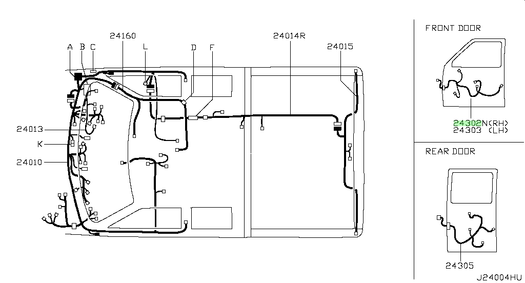 Buy Genuine Nissan 24124VL70D (24124-VL70D) Harness Assembly-Door,front ...