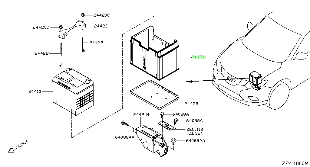 Buy Genuine Nissan 244314CL1A (24431-4CL1A) Cover-Battery. Photos - Amayama
