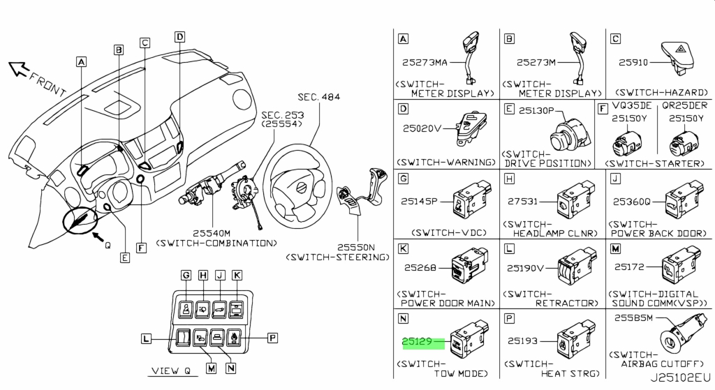 Buy Genuine Nissan 251293NA0A (25129-3NA0A) Switch Assembly-Tow Mode ...