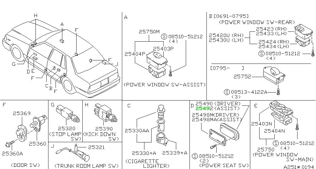 Buy Genuine Nissan 254902H815 (25490-2H815) Switch Assembly-Power Seat ...