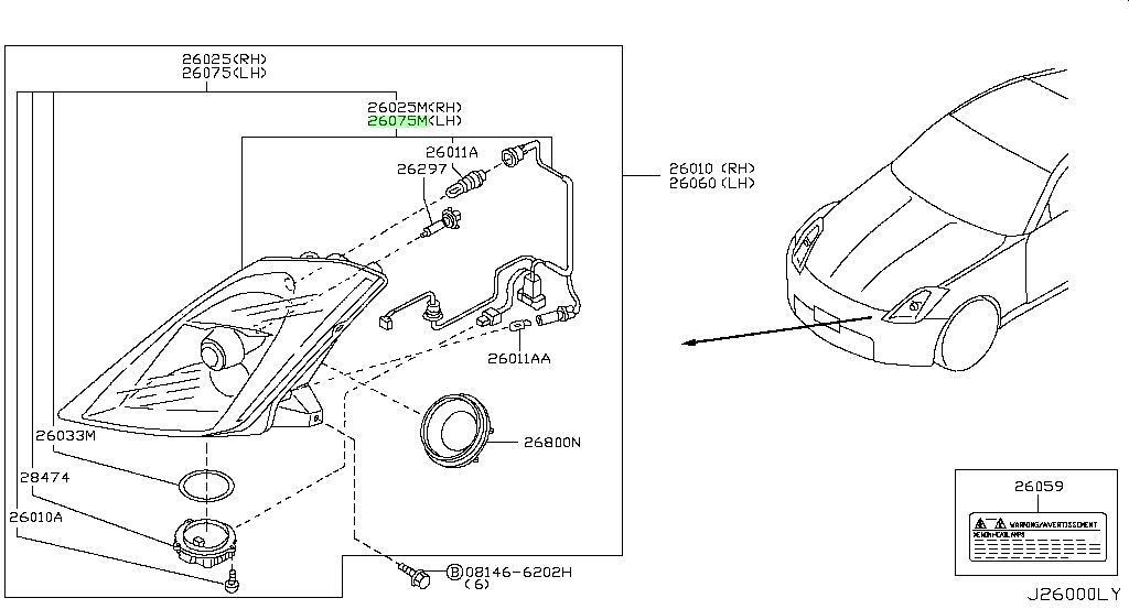 Buy Genuine Nissan 26076CF50B (26076-CF50B) Housing Assembly-Headlamp ...